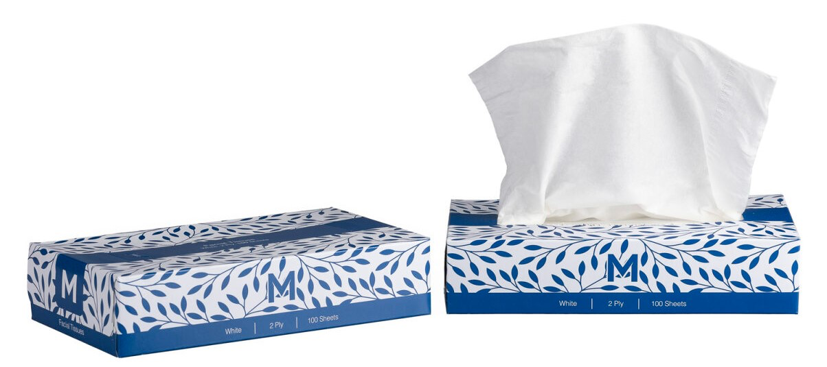 Flat Facial Tissues 2 Ply | 100 Sheet | Pure Clean Supplies