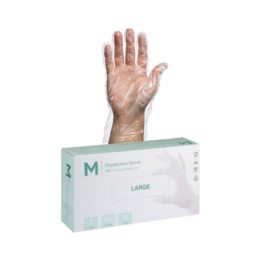 Clear Polyethylene Gloves L-XL 500 Pack | Pure Clean Supplies